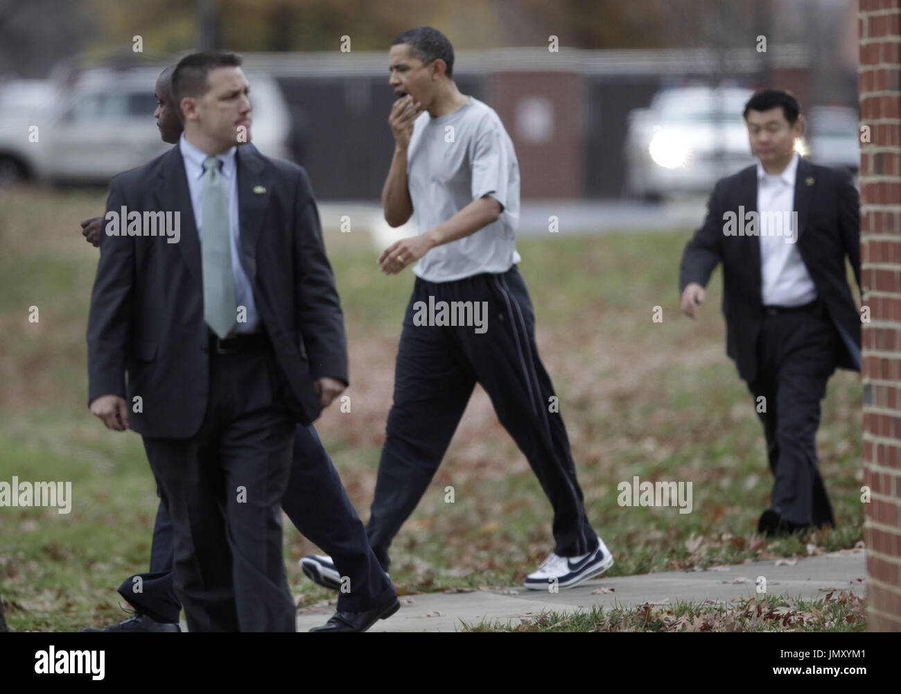 United States President Barack Obama, center, leaves after playing ...