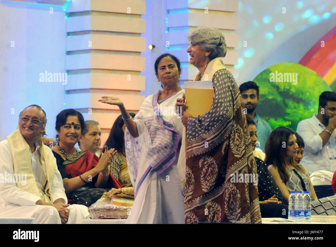 Kolkata, India. 28th July, 2017. Mamata Banerjee(left) and Dr Yasmin Ali Haque(right) at stage ...