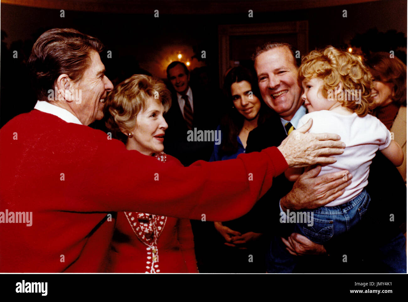 United States President Ronald Reagan and first lady Nancy Reagan meet ...