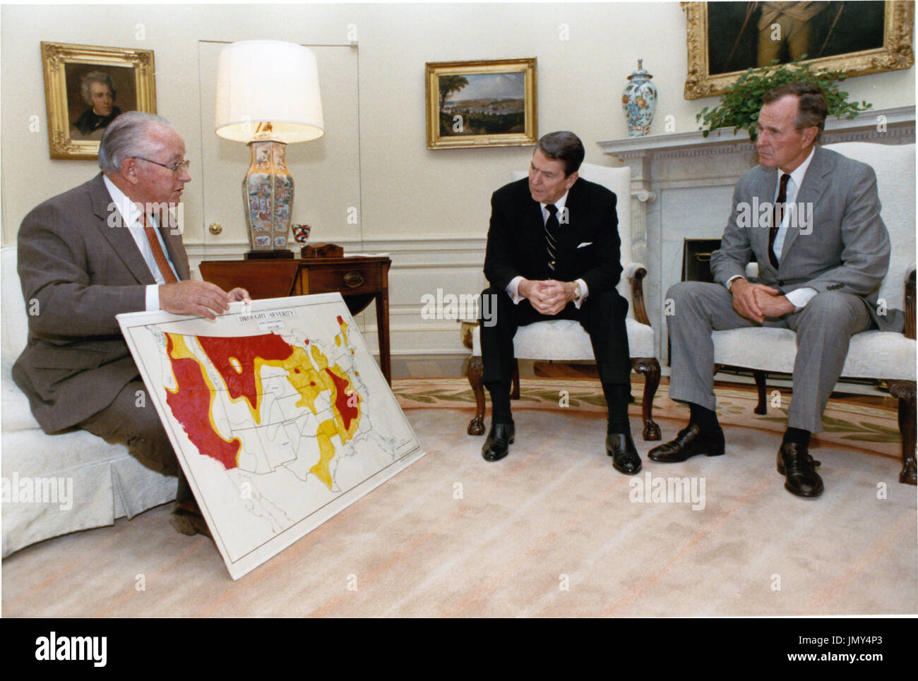 United States President Ronald Reagan, center, and U.S. Vice President ...