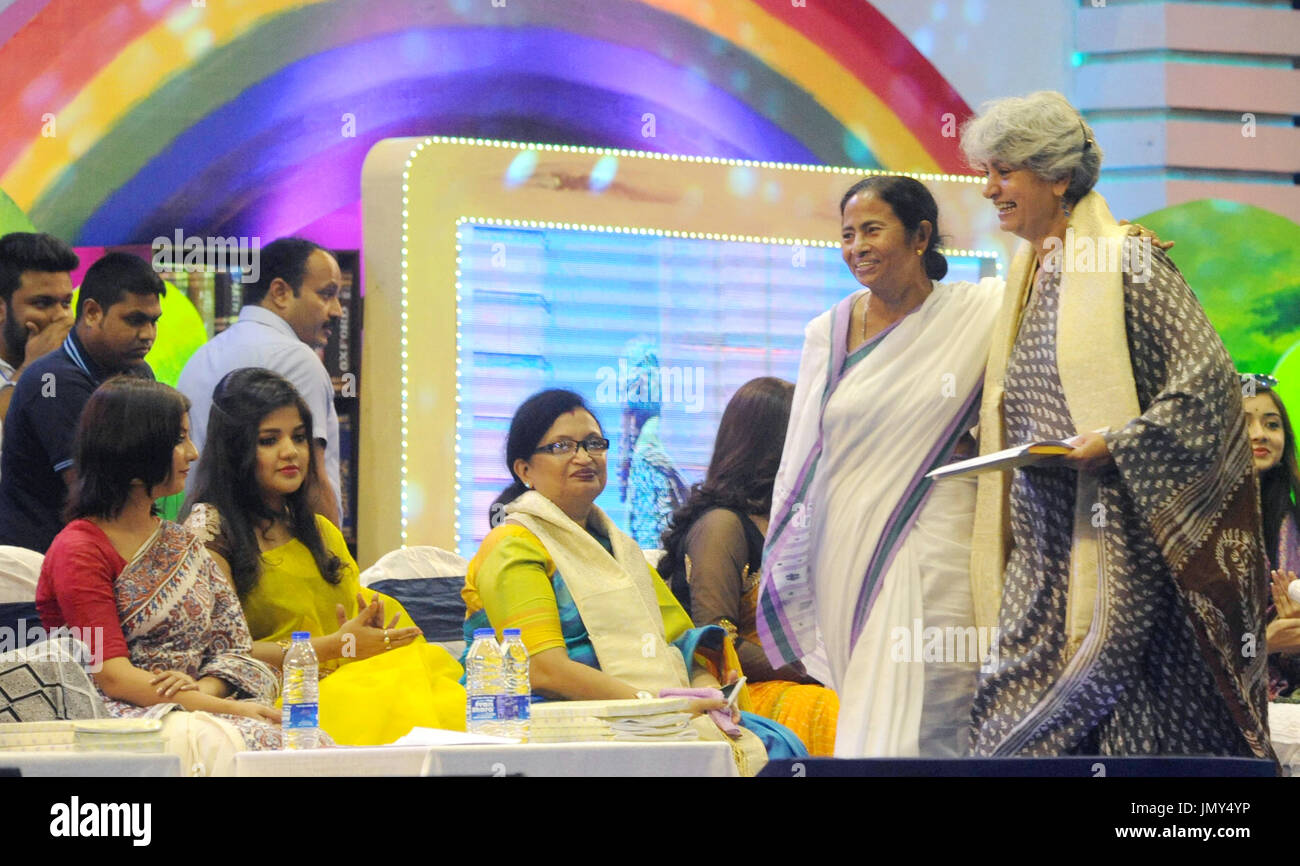 Kolkata, India. 28th July, 2017. Mamata Banerjee(left) and Dr Yasmin Ali Haque(right) at stage ...