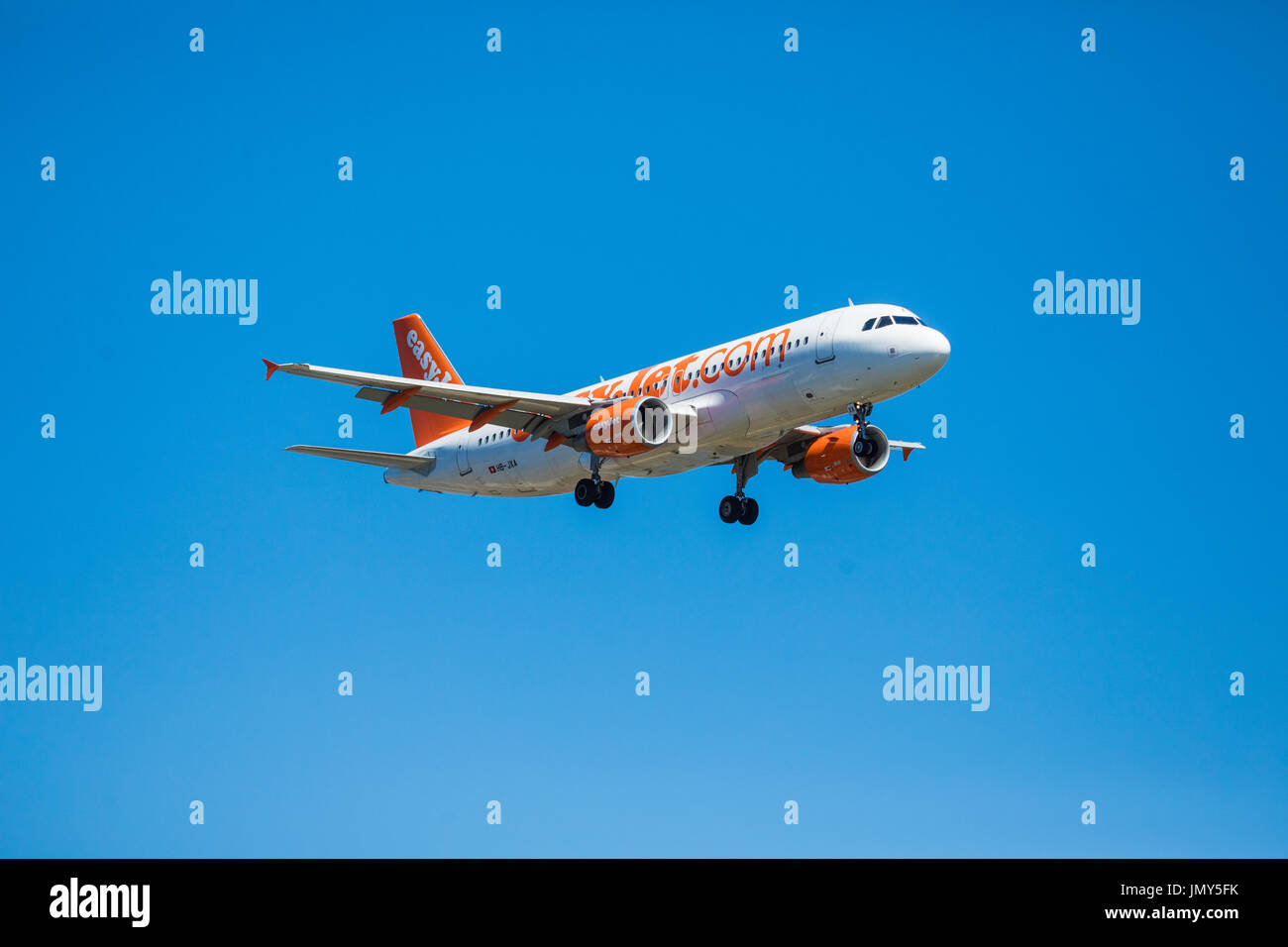 FARO, PORTUGAL - Juny 30, 2017 : Easyjet Flights aeroplane landing on ...