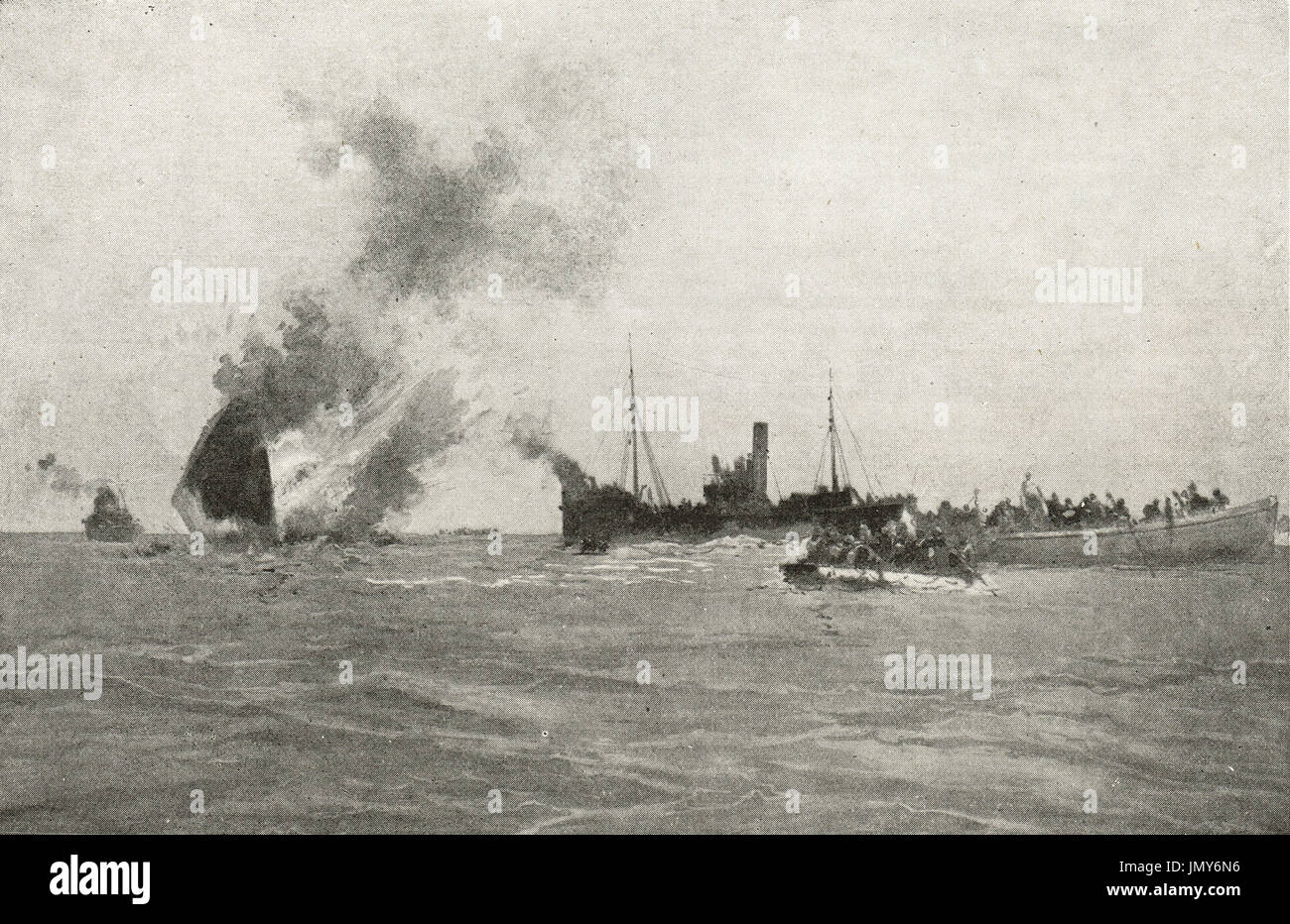 HMT Aragon sinking, 30 December 1917 Stock Photo - Alamy