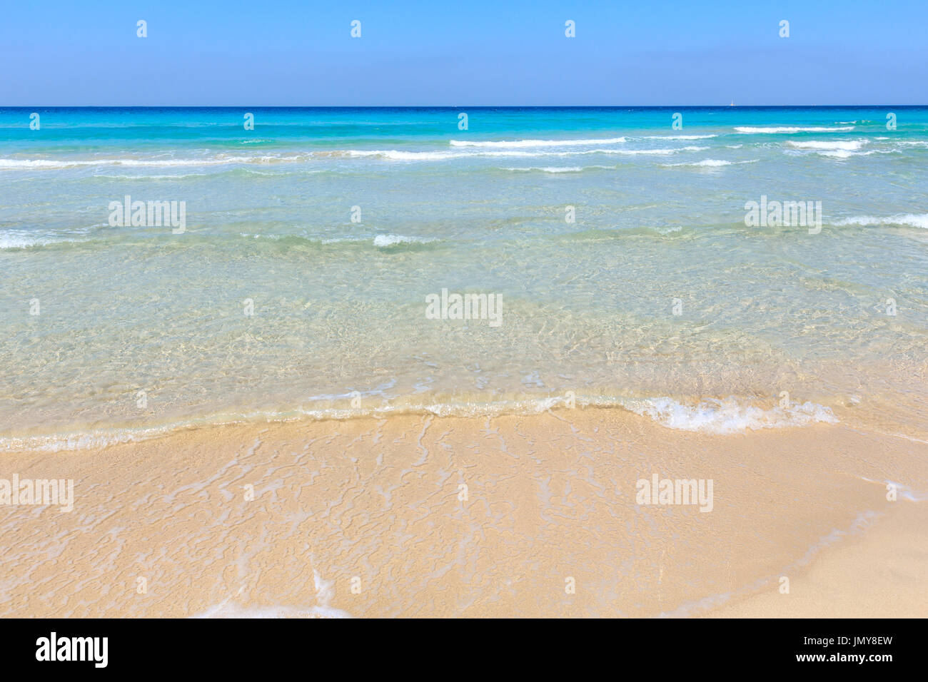 Beautiful sea surf, summer seascape view from sandy beach Stock Photo ...