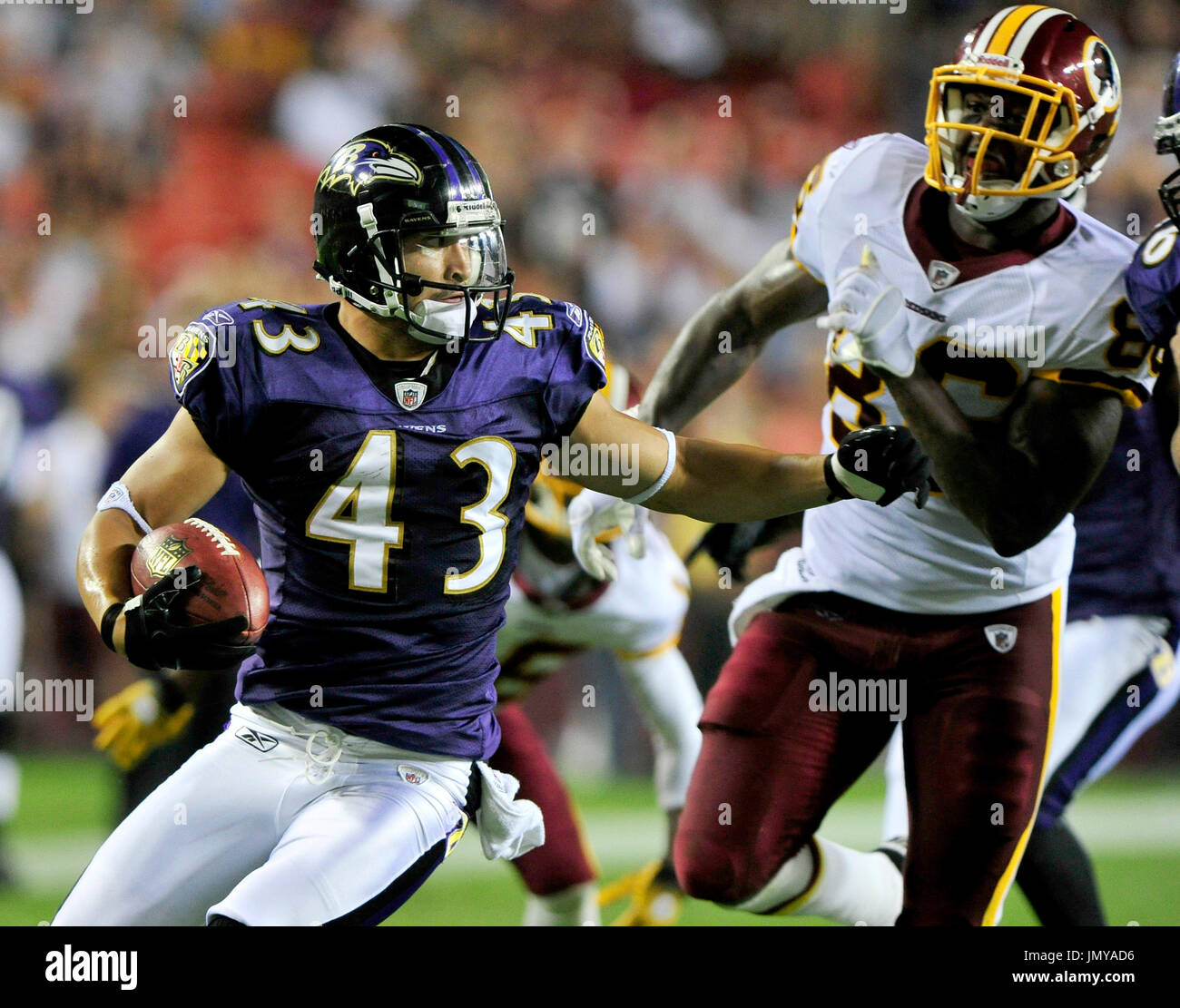 Baltimore Ravens safety Haruki Nakamura (43) eludes Washington Redskins ...