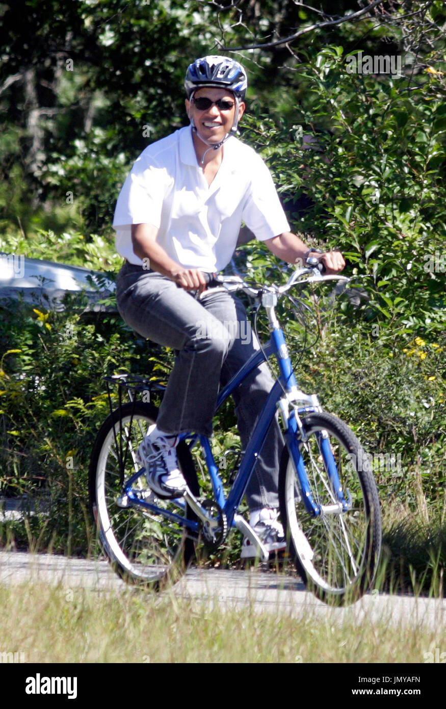 United States President Barack Obama during a family bike ride in ...