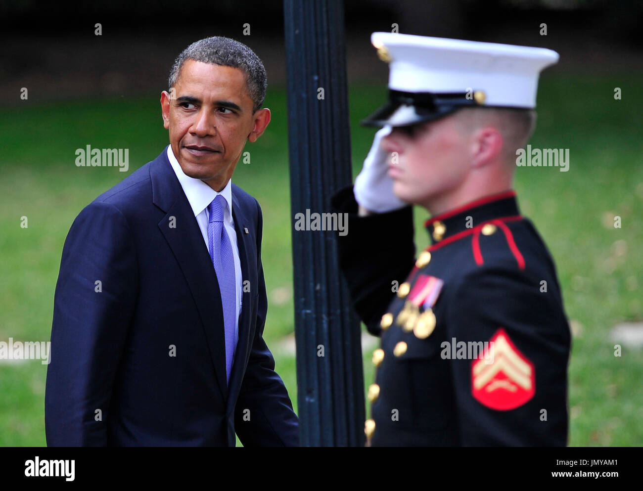 United States President Barack Obama returns to the Oval Office after ...