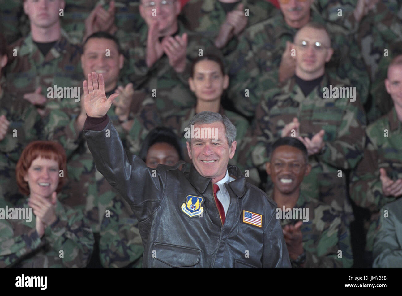 United States President George W. Bush greets troops at Elgin Air Force ...
