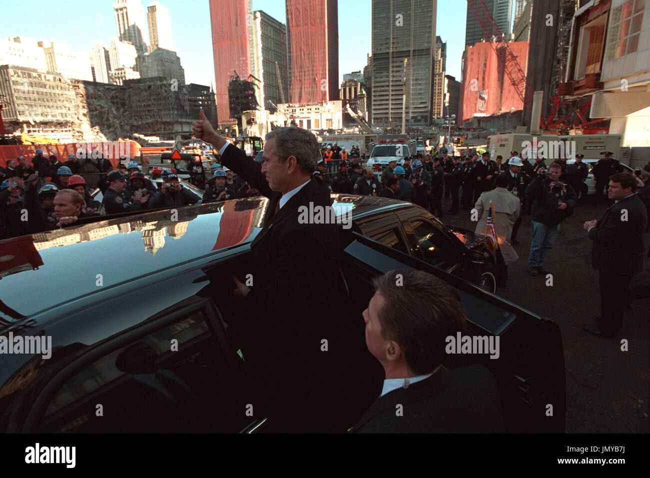 After attending a memorial service at Ground Zero in New York, New York ...