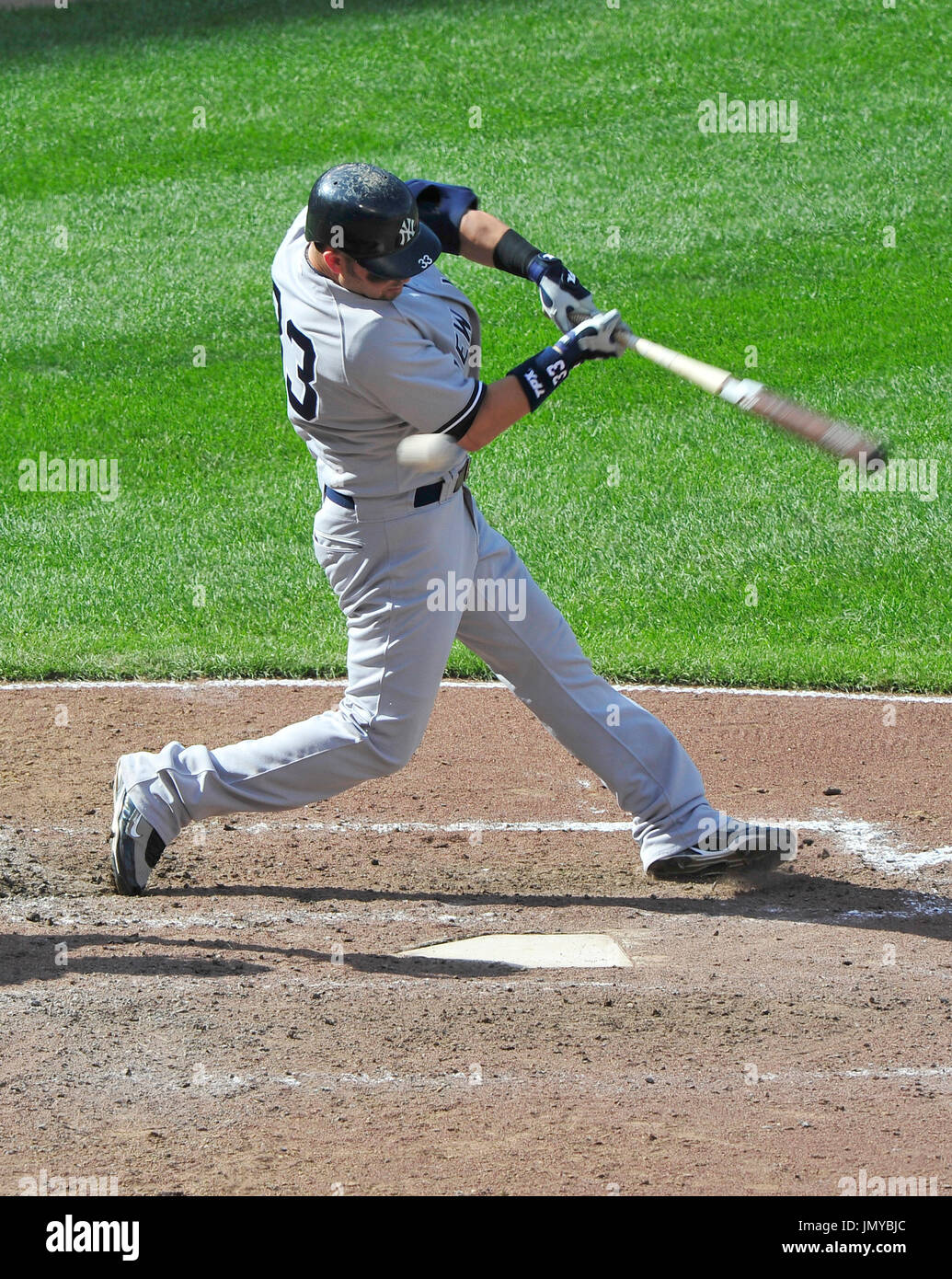 New York Yankees designated hitter Nick Swisher (33) strikes out in the ...