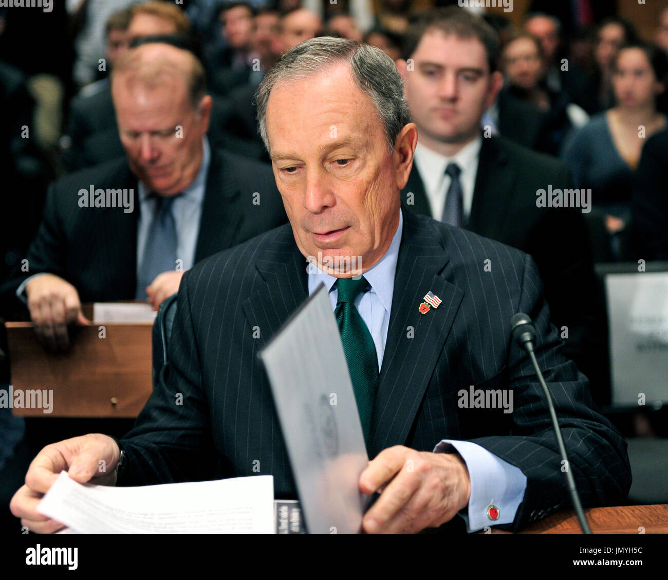 Mayor Michael R. Bloomberg of New York looks over his notes as he ...