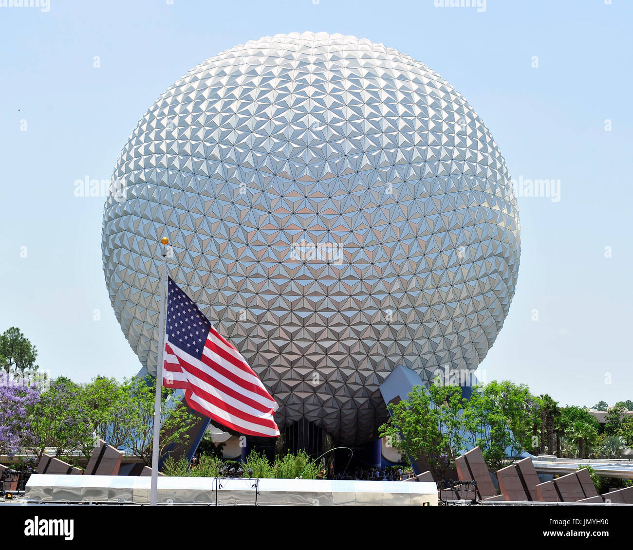 Spaceship Earth Attraction near the entrance to the Epcot theme park in ...
