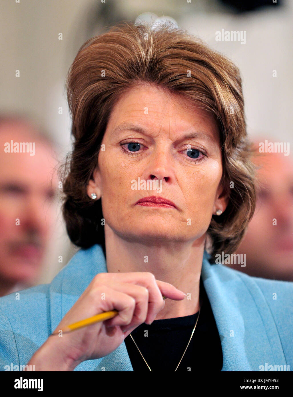 United States Senator Lisa Murkowski (Republican of Alaska) listens to ...