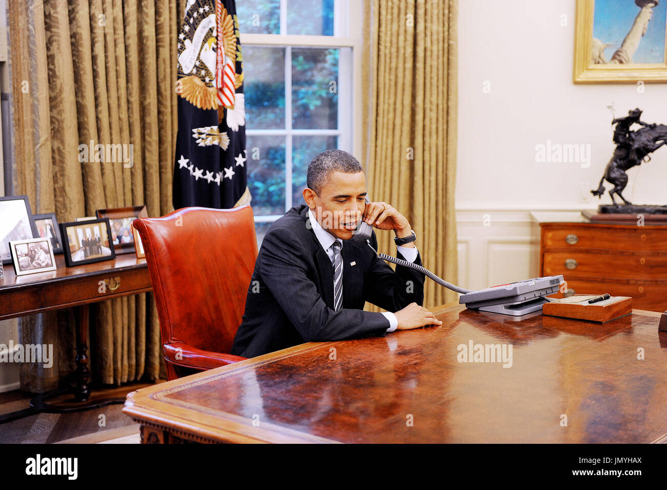 United States President Barack Obama makes a phone call to congratulate ...
