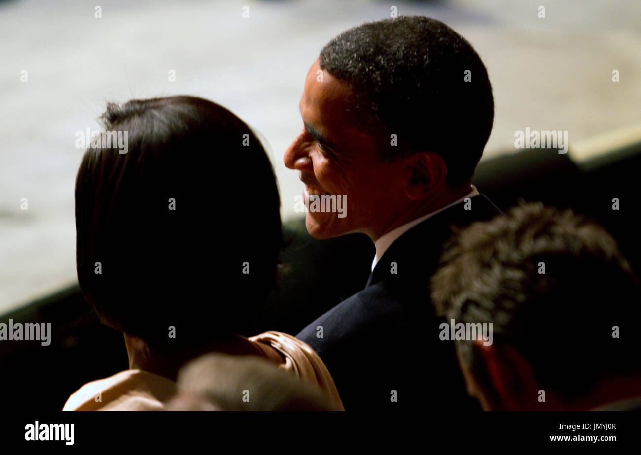 United States President Barack Obama sings the lyrics of "Michelle" to ...