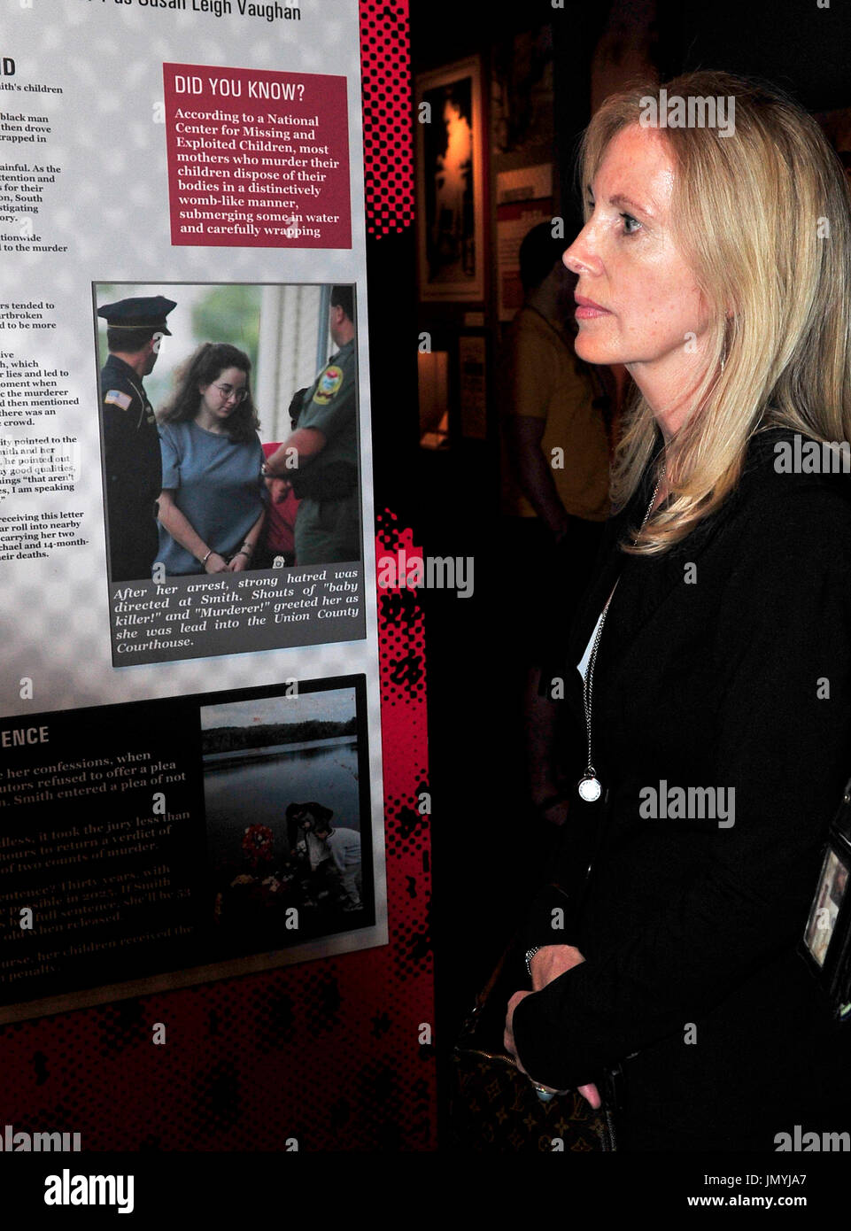 Beth Holloway, mother of Natalee Holloway, looks at the exhibit about ...