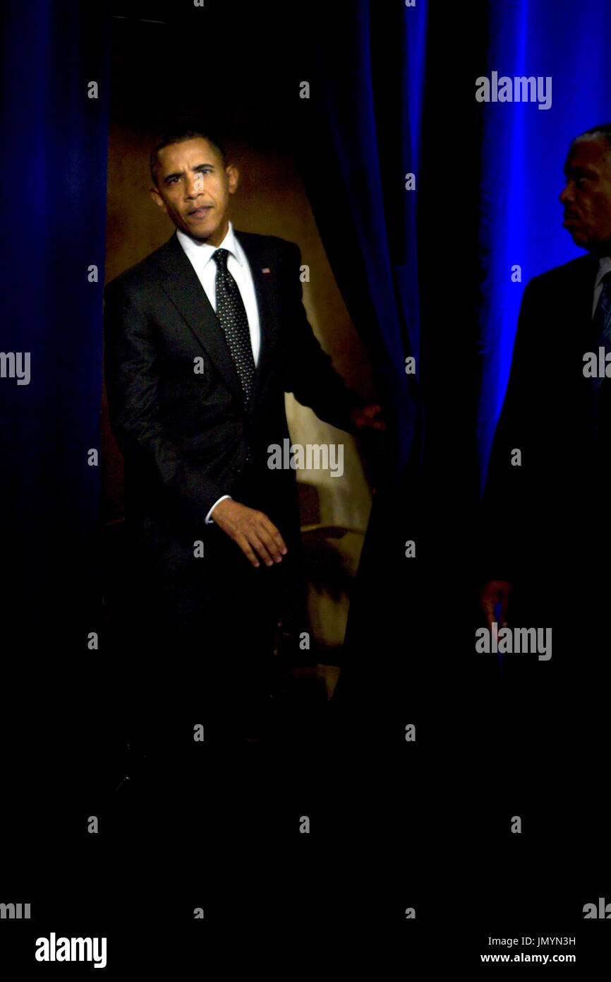United States President Barack Obama enters the DSCC/DCCC event in the ...