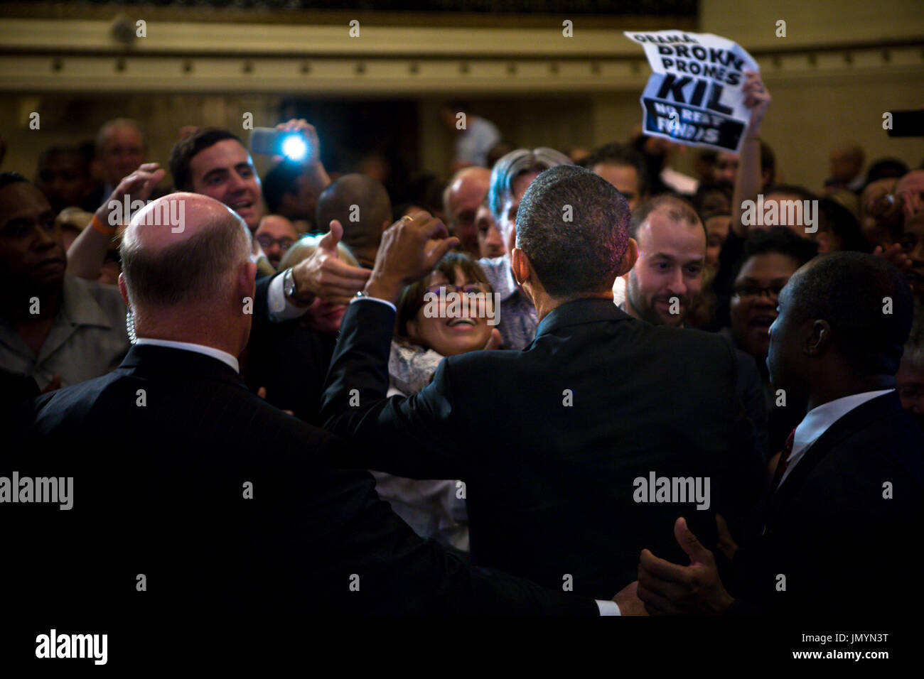 United States President Barack Obama greets the crowd at a DSCC/DCCC ...