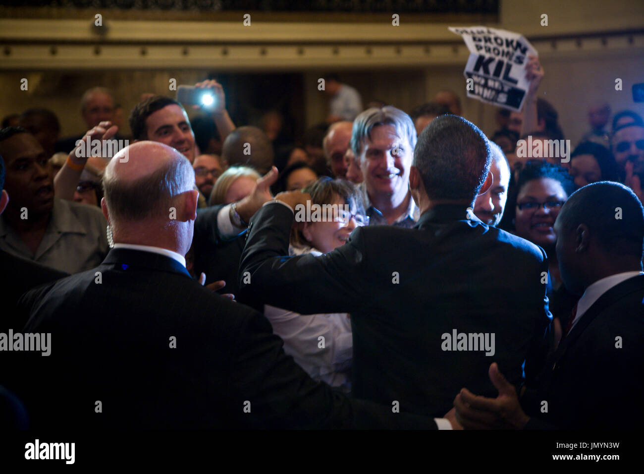 United States President Barack Obama greets the crowd at a DSCC/DCCC ...