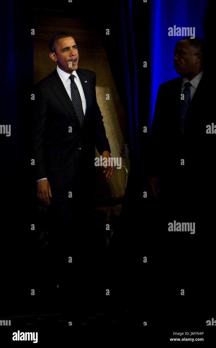 United States President Barack Obama enters the DSCC/DCCC event in ...