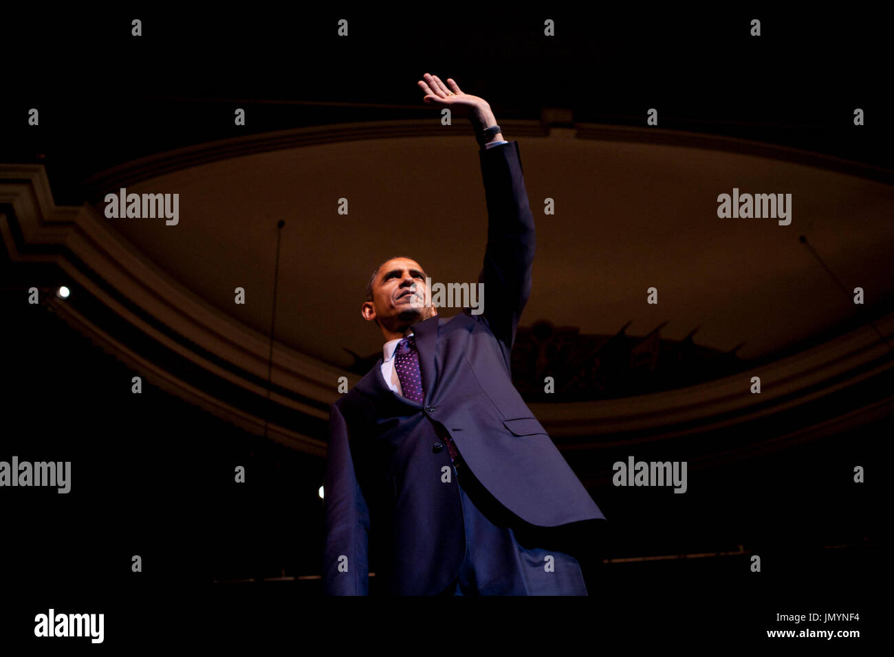 United States President Barack Obama waves after delivering remarks at ...