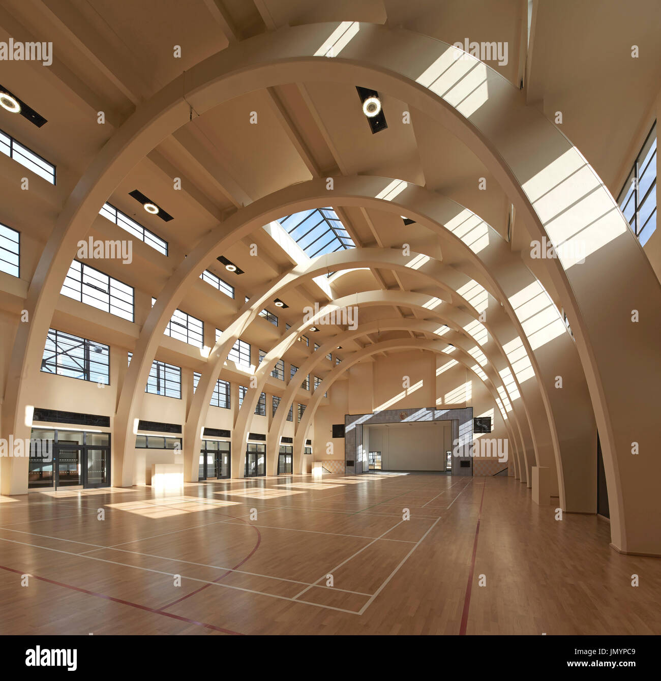 Sports hall - overall view. Poplar Baths Leisure Centre, London, United ...