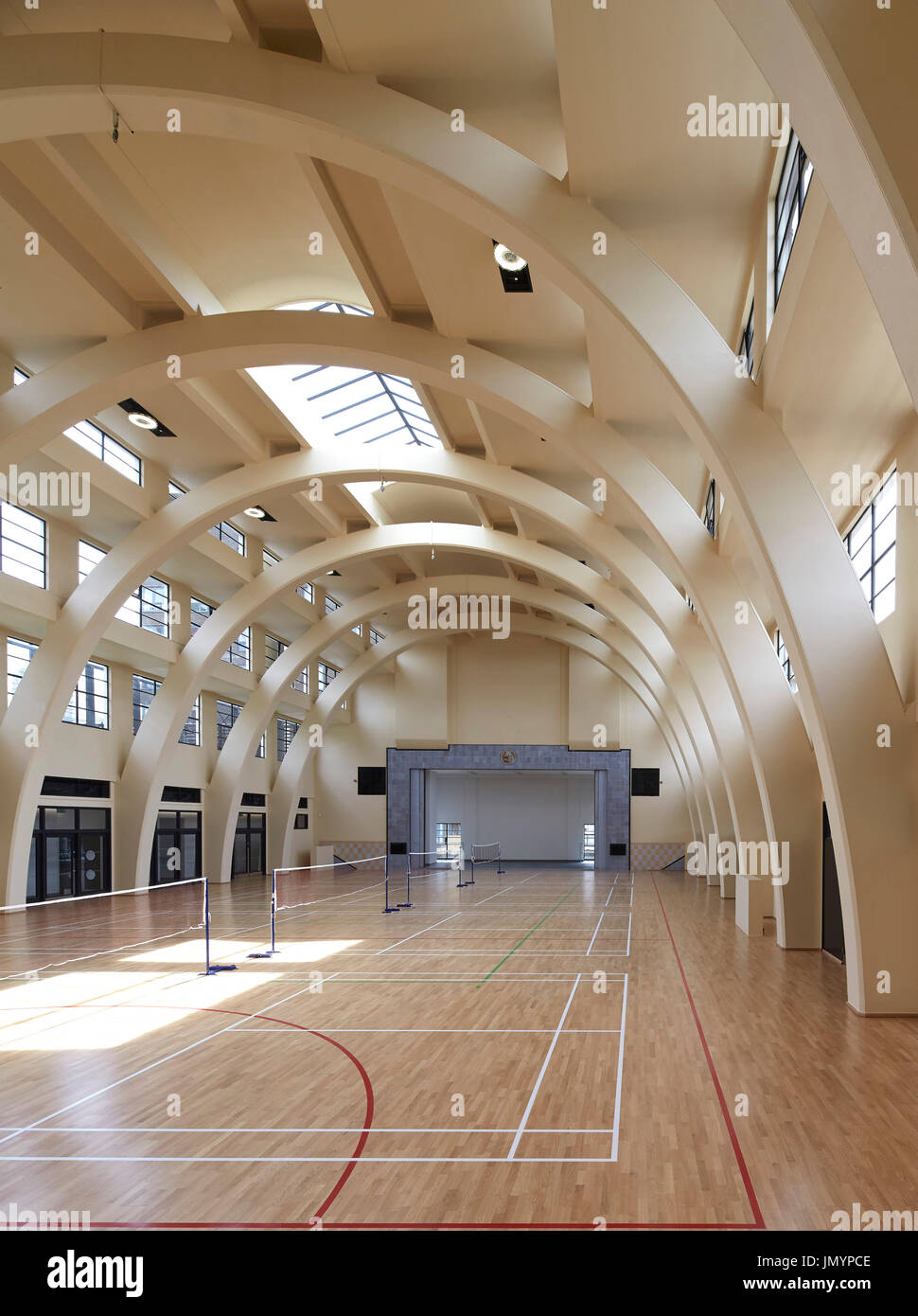 Sports hall - overall view. Poplar Baths Leisure Centre, London, United ...