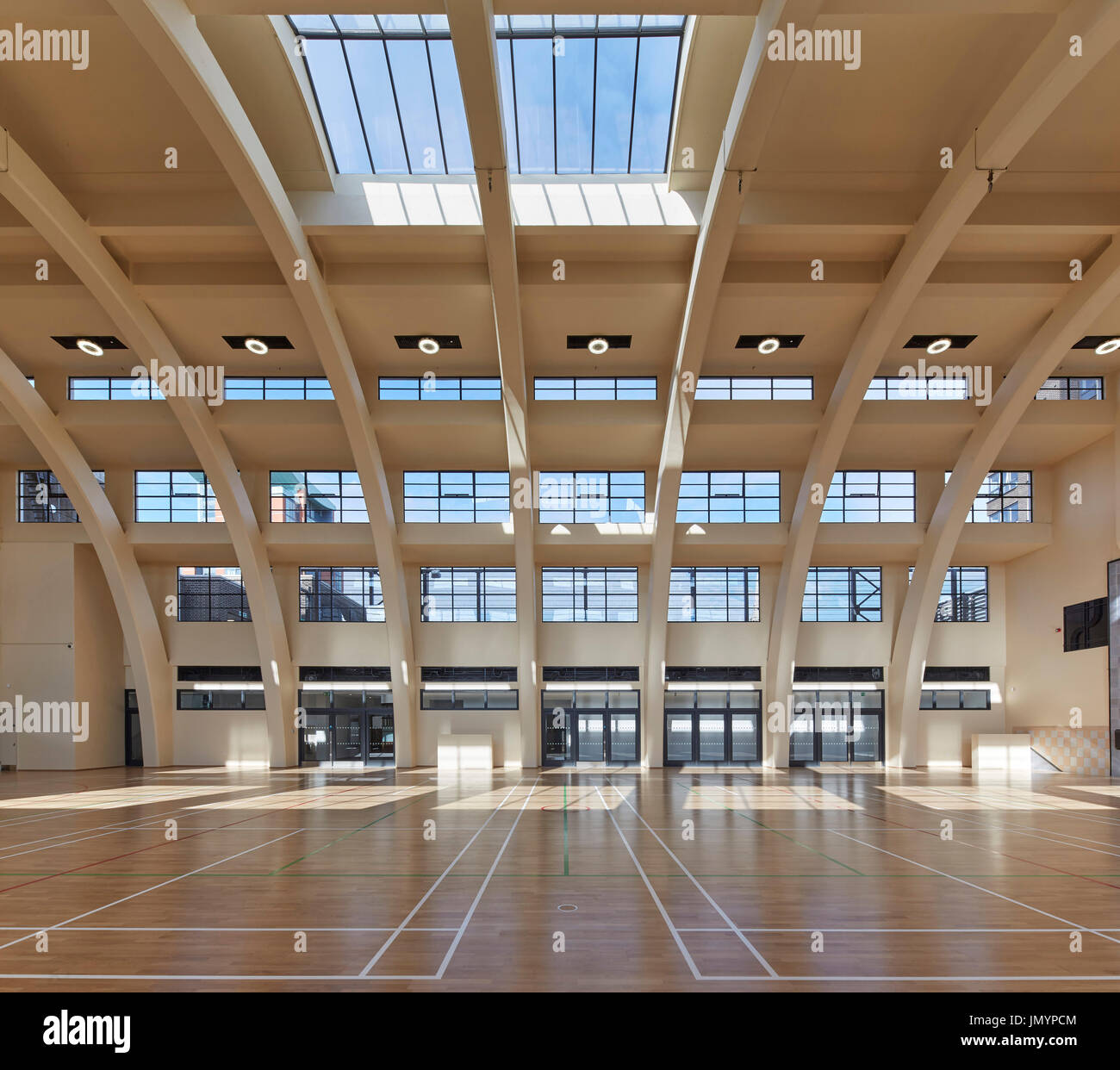 Sports hall - overall view. Poplar Baths Leisure Centre, London, United ...