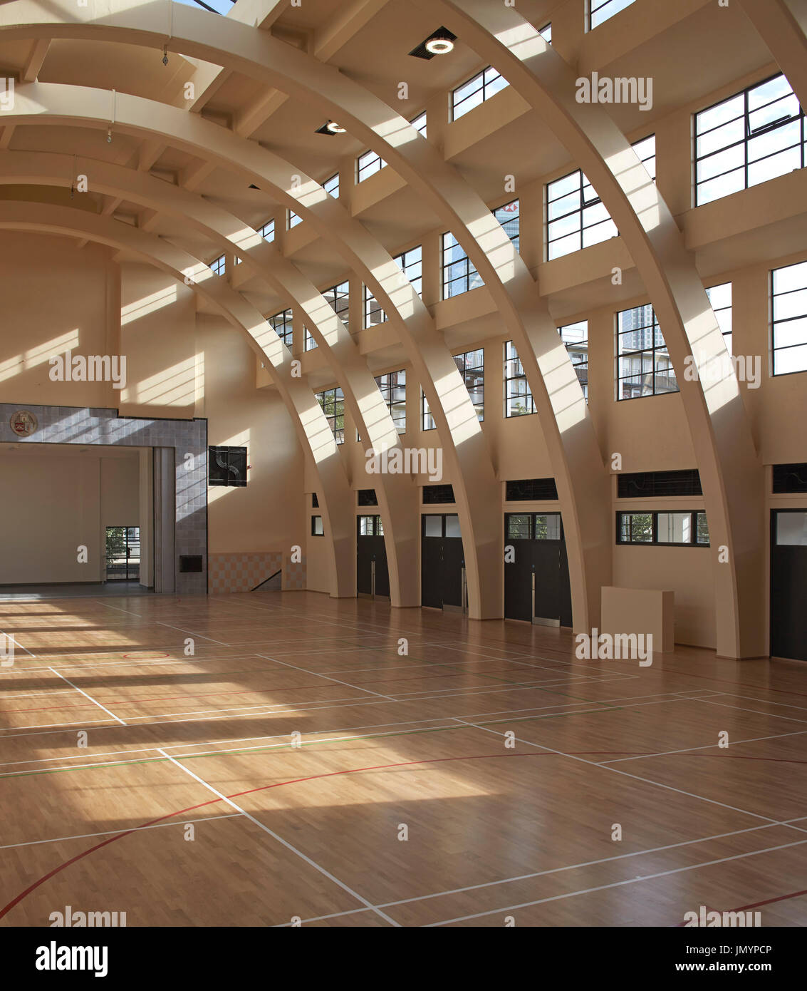 Sports hall - overall view. Poplar Baths Leisure Centre, London, United ...