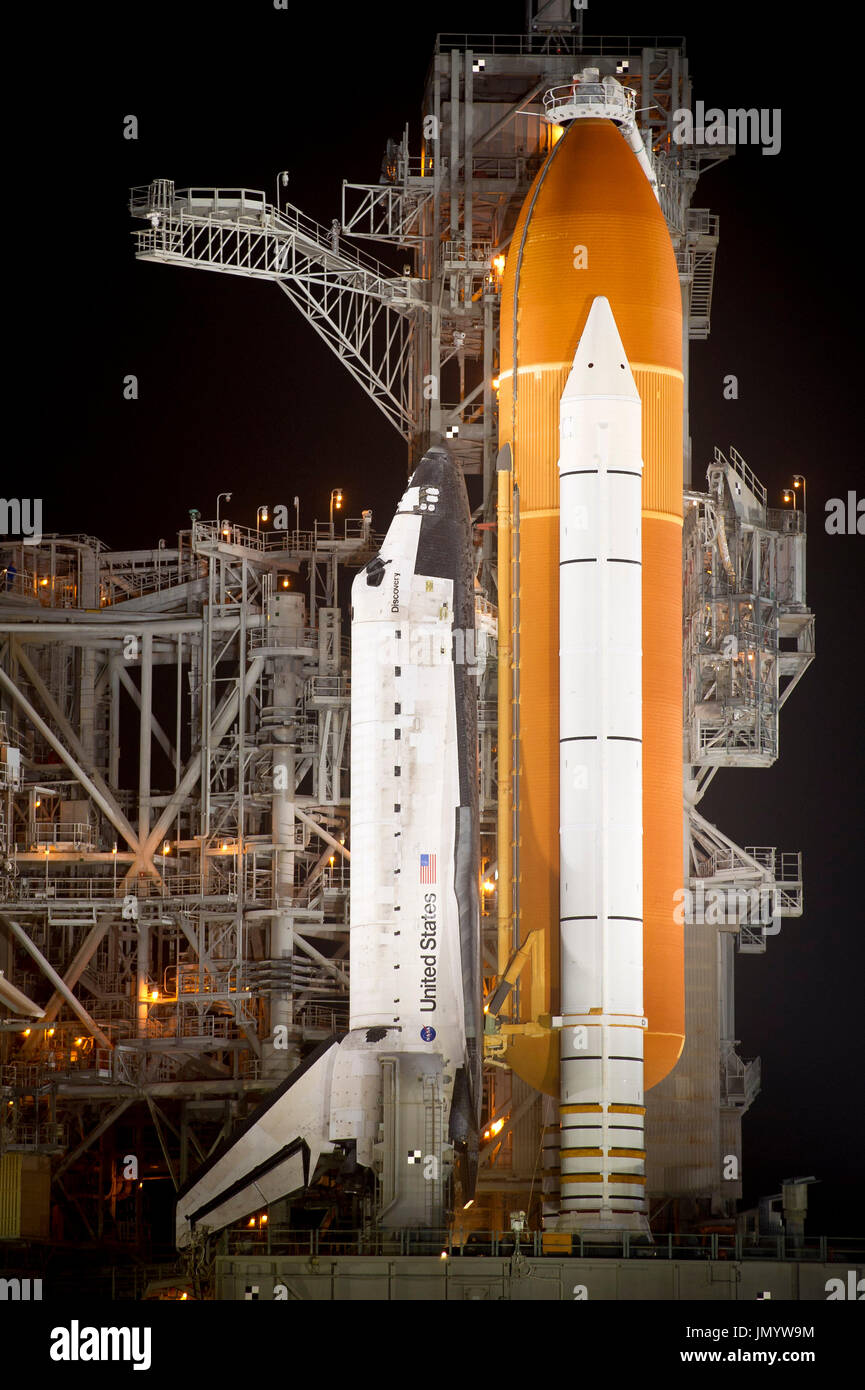 The space shuttle Discovery is seen shortly after the Rotating Service ...