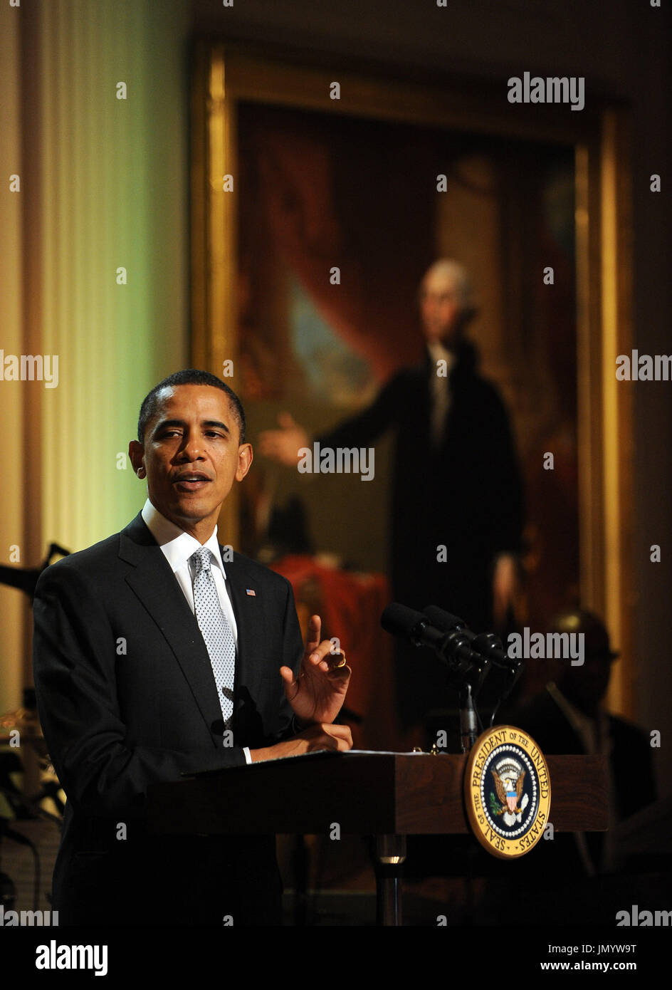 United States President Barack Obama speaks before music legends and ...