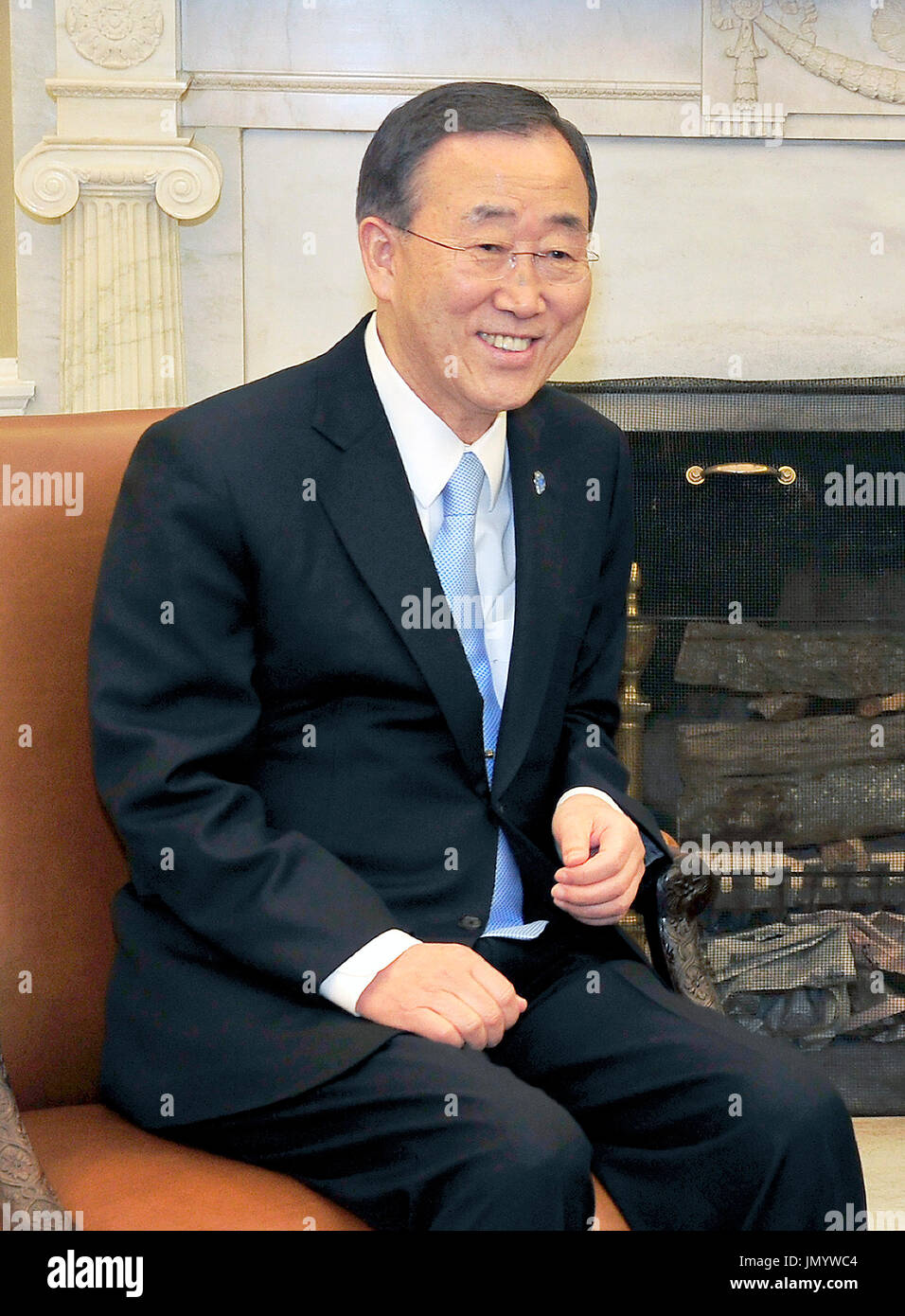 United Nations (UN) Secretary General Ban Ki-Moon smiles during a photo ...