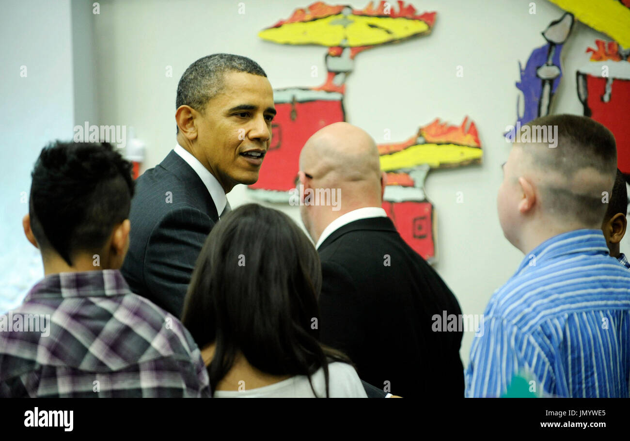United States President Barack Obama visits a classroom while at ...