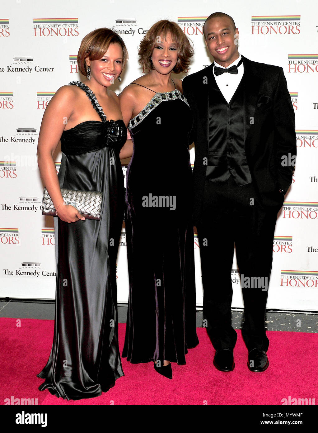 Gayle King, center, arrives with her daughter Kirby, left, and son ...