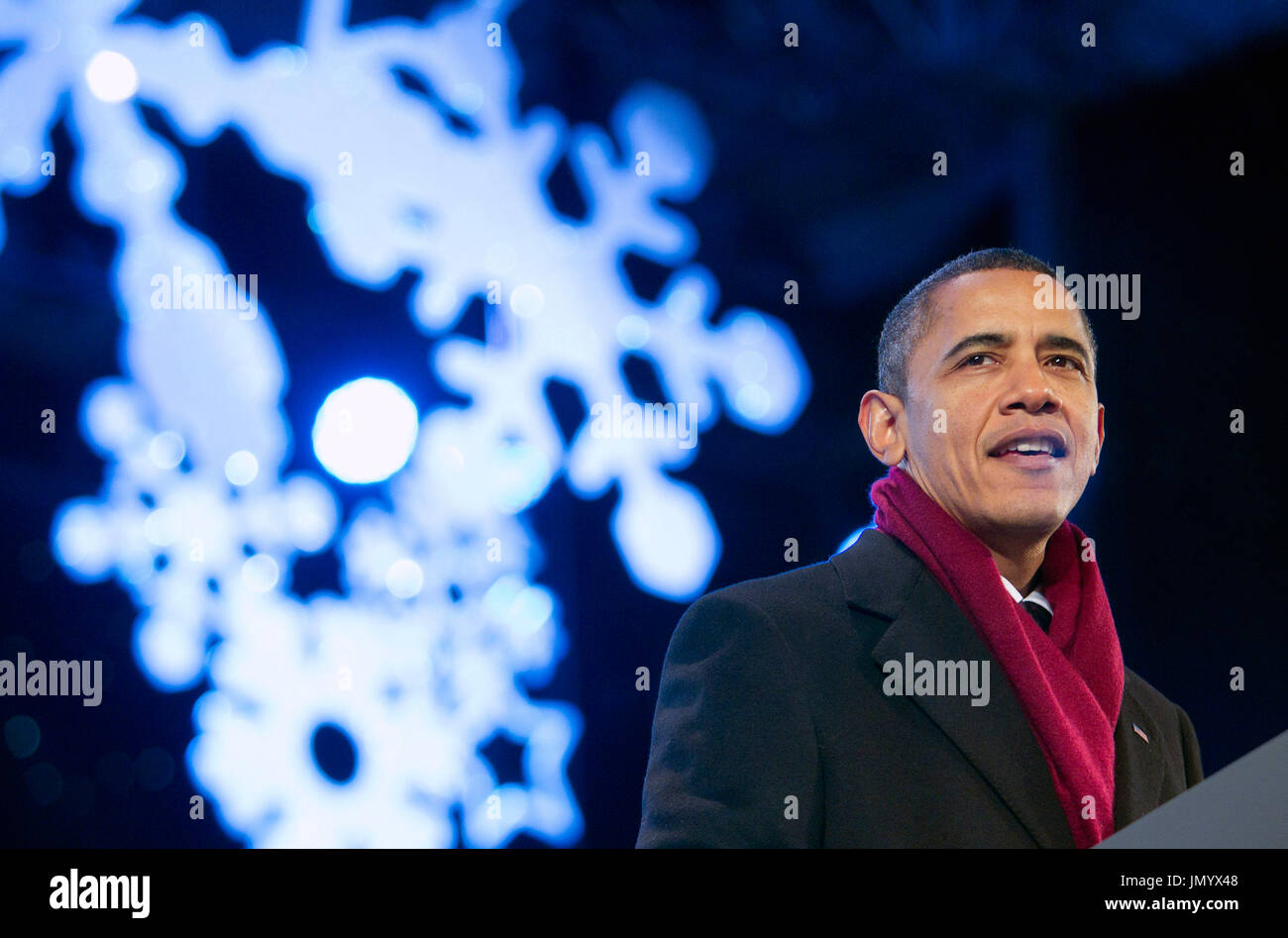 United States President Barack Obama speaks during the lighting of the ...