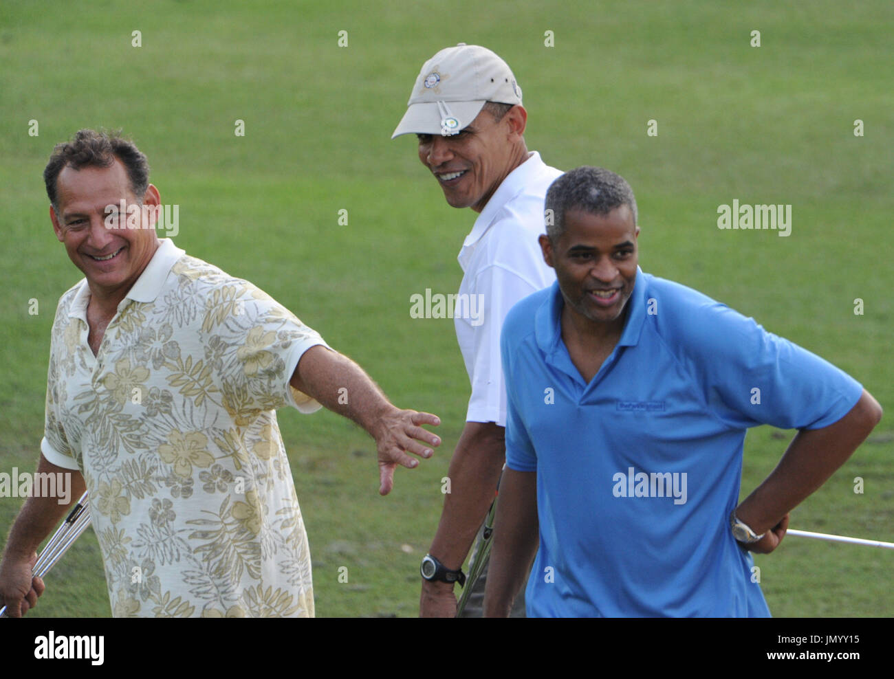 Bobby Titcomb (L) puts out hand fronting United States President Barack ...
