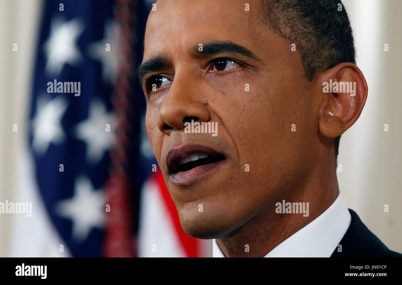 United States President Barack Obama delivers a televised address from ...