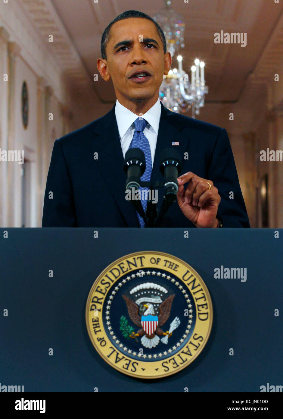 United States President Barack Obama delivers a televised address from ...