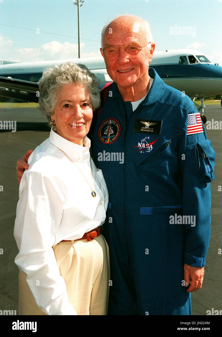 At the Skid Strip at Cape Canaveral Air Station, STS-95 Payload Specialist John H. Glenn Jr., a ...