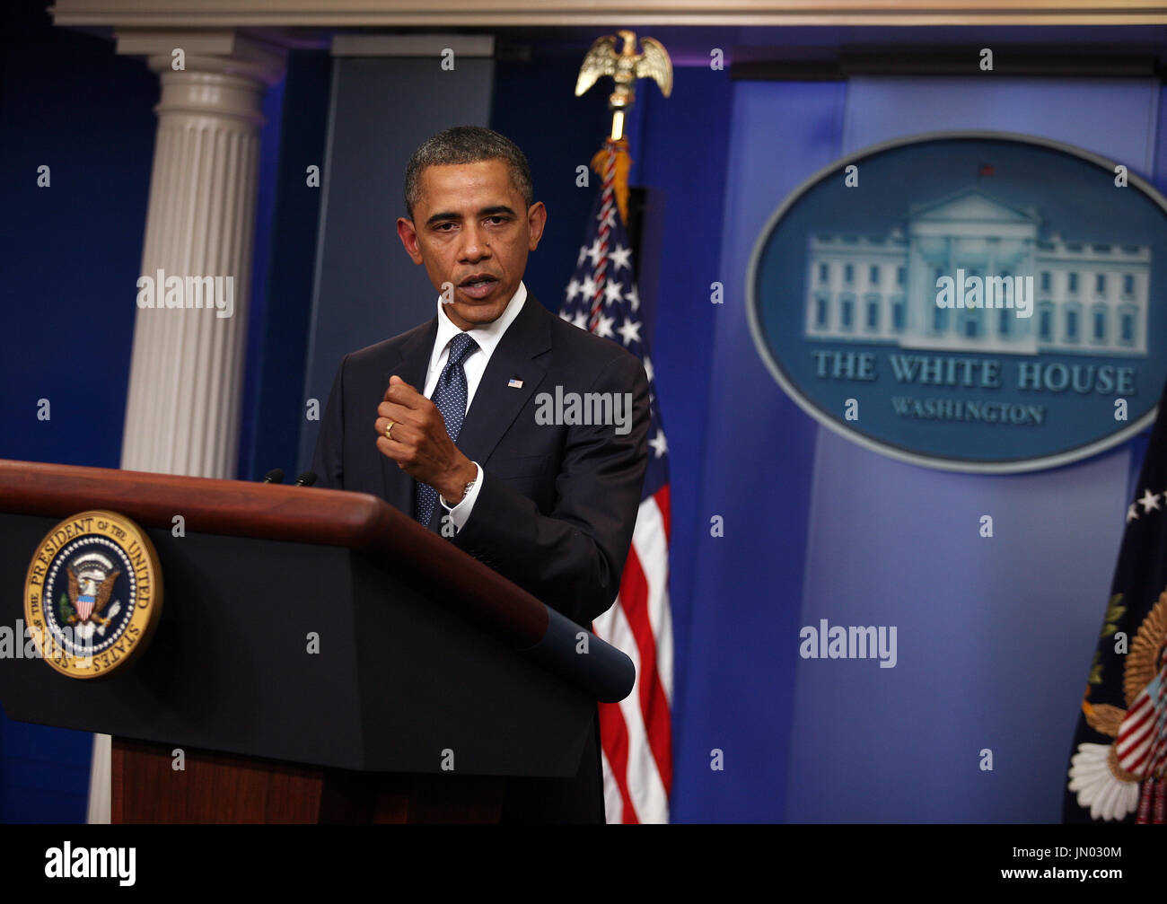 United States President Barack Obama makes a statement in the Brady ...