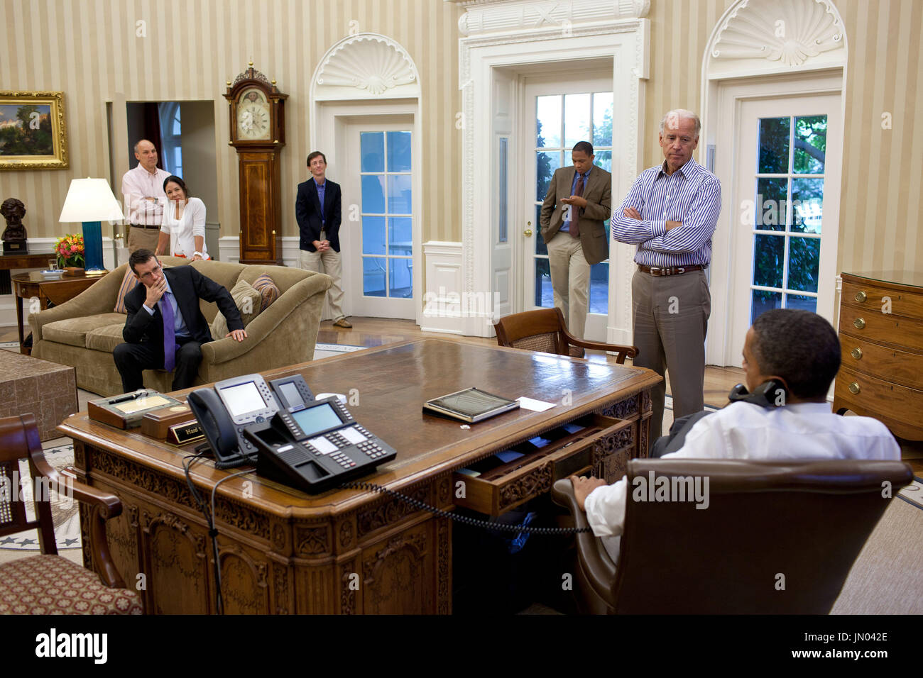 United States President Barack Obama talks on the phone with U.S. House ...