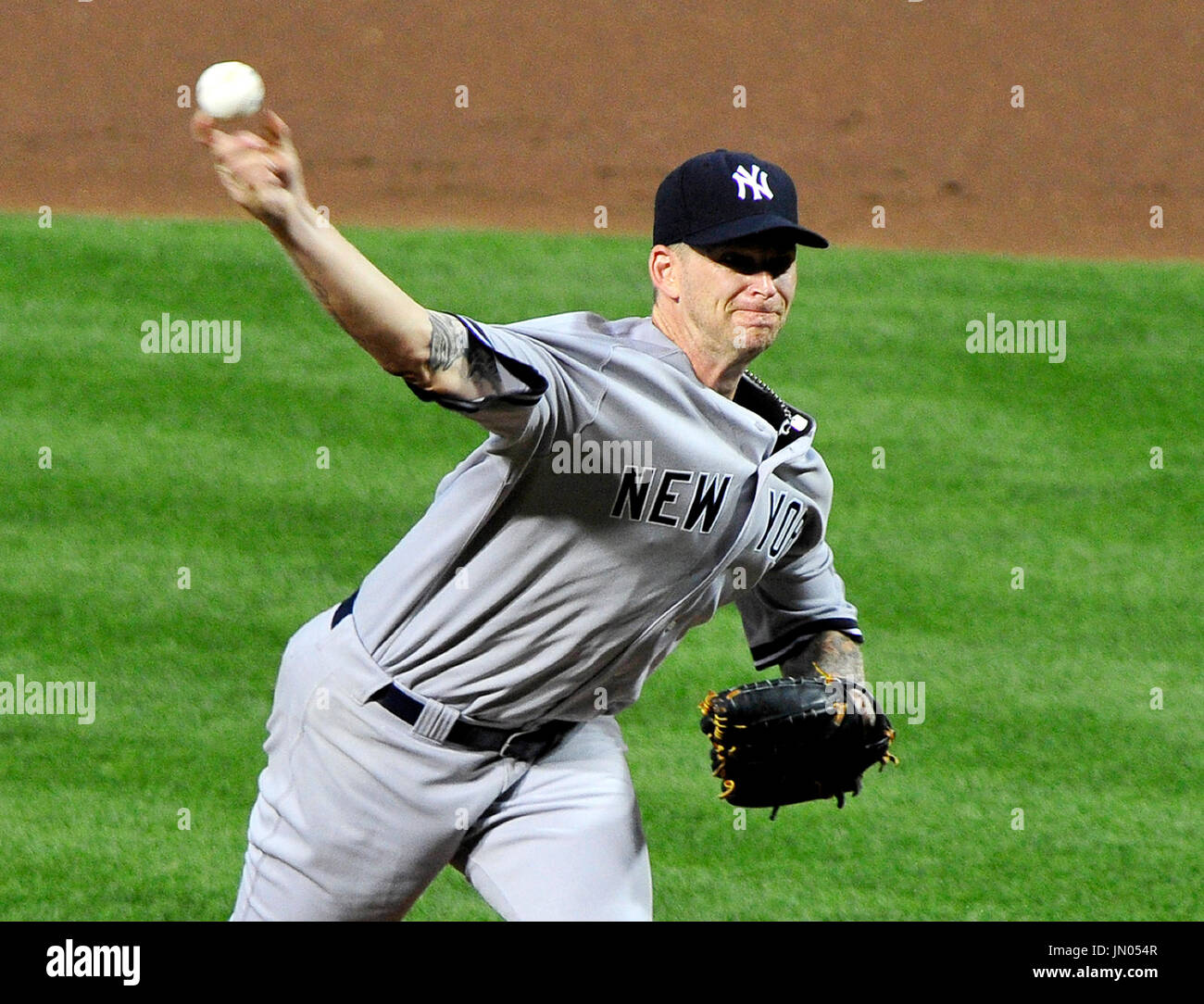 New York Yankees pitcher A.J. Burnett (34) works in the second inning ...
