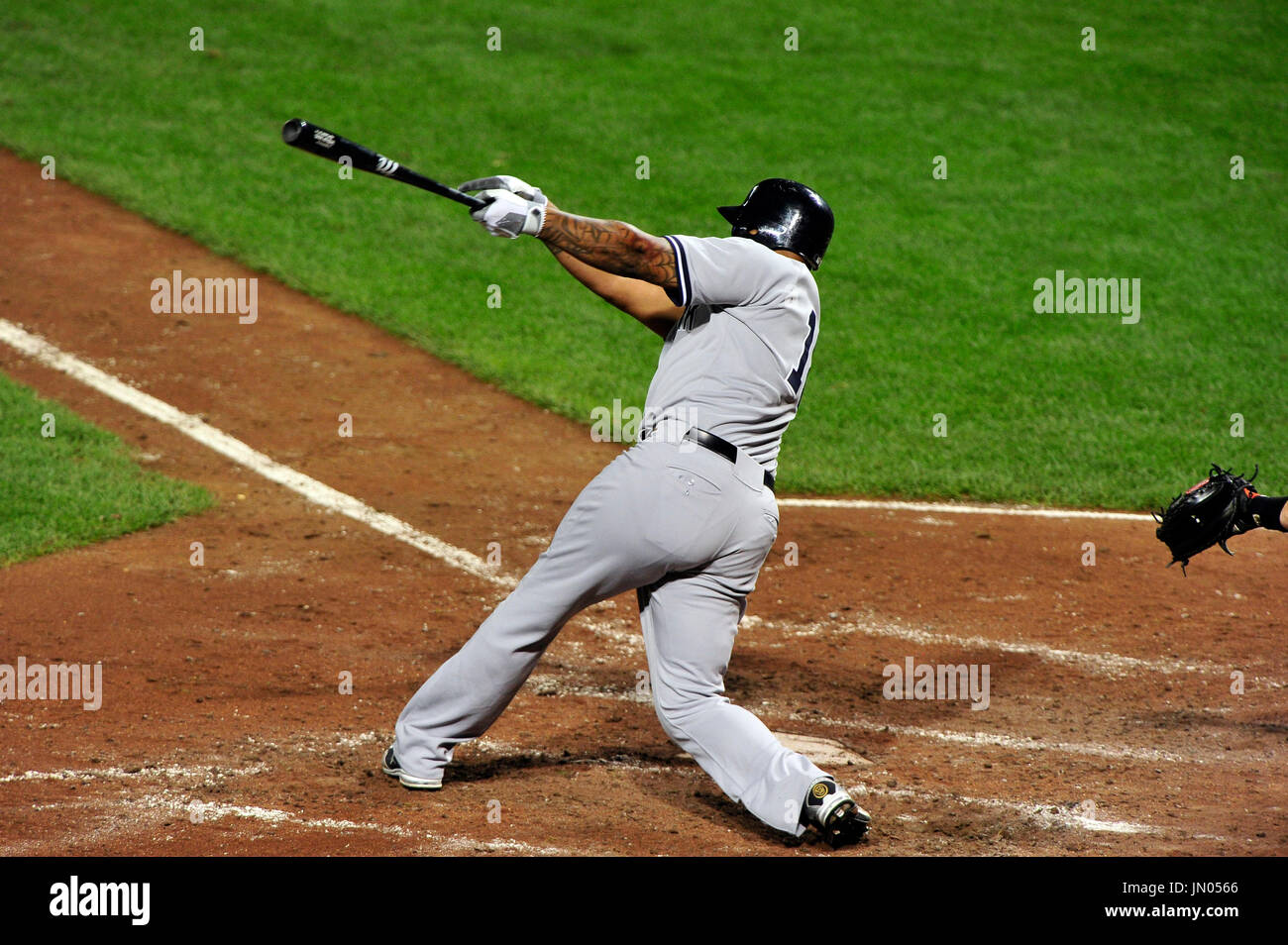 New York Yankees left fielder Andruw Jones (18) swings at a pitch in ...