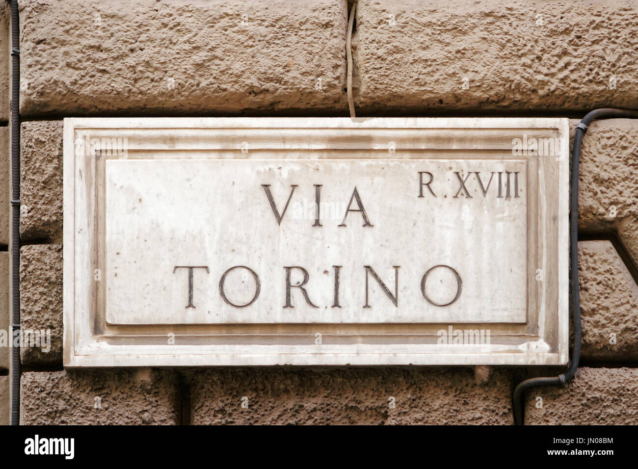 Via Torino street sign in the wall in Rome, Italy Stock Photo - Alamy