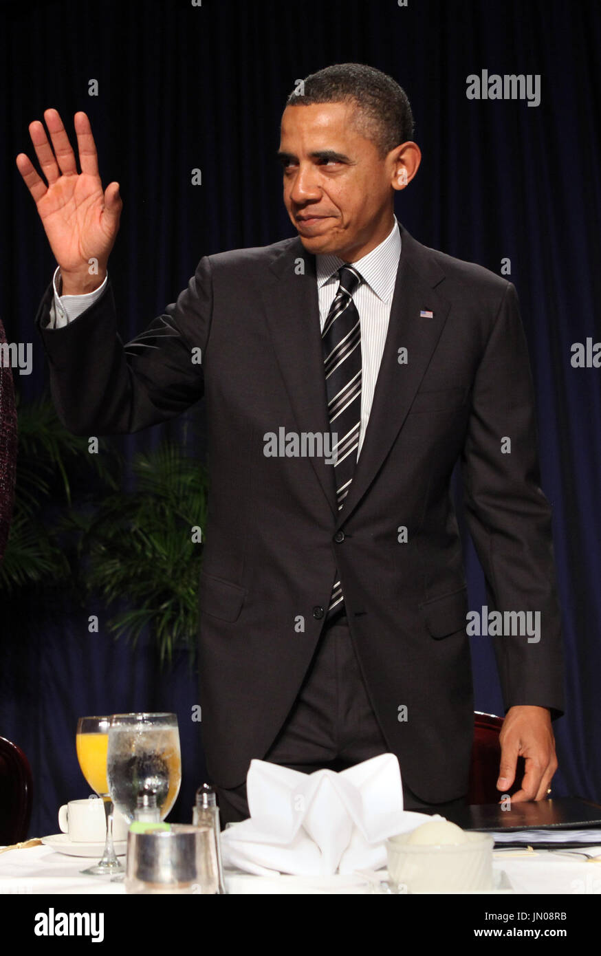United States President Barack Obama waves after speaking at the ...