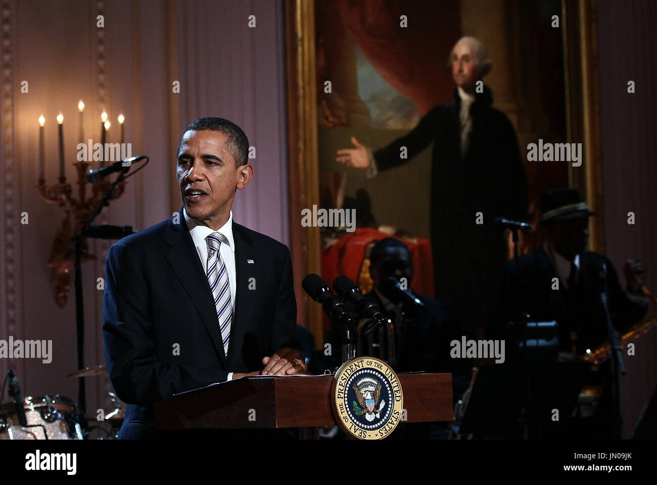 United States President Barack Obama speaks at a White House event ...