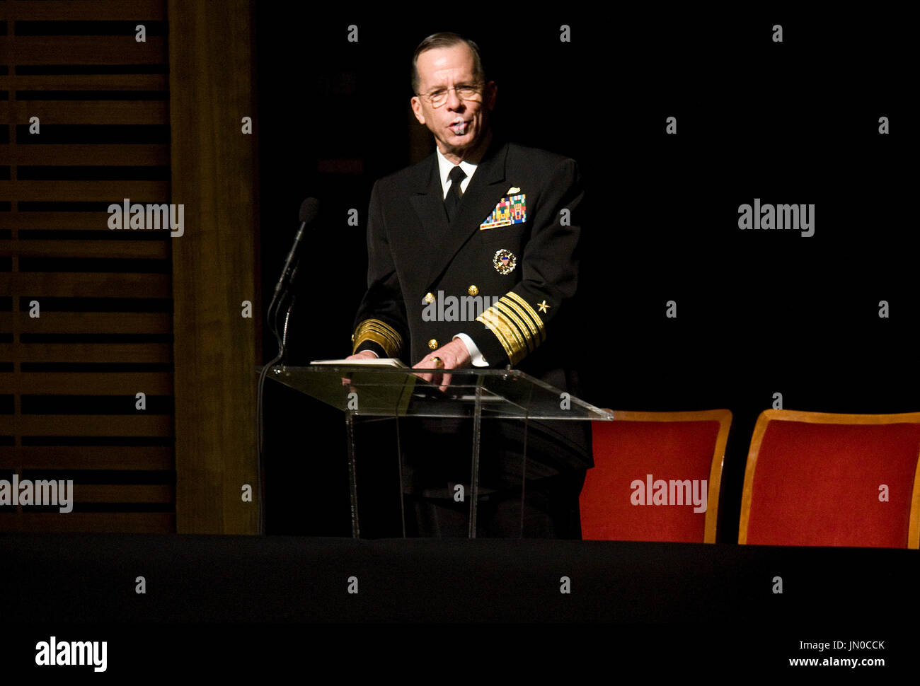 Chairman of the Joint Chiefs of Staff, Admiral Michael Mullen speaks at ...