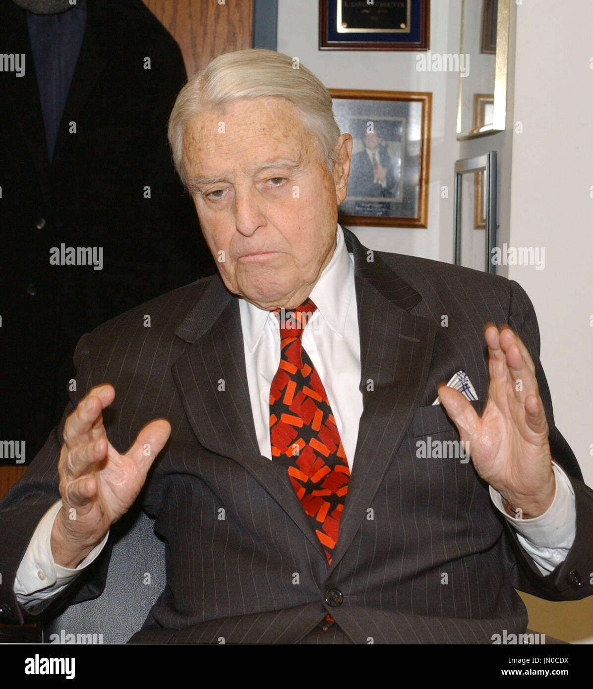 R. Sargent Shriver is photographed in his office in Washington, D.C. on ...