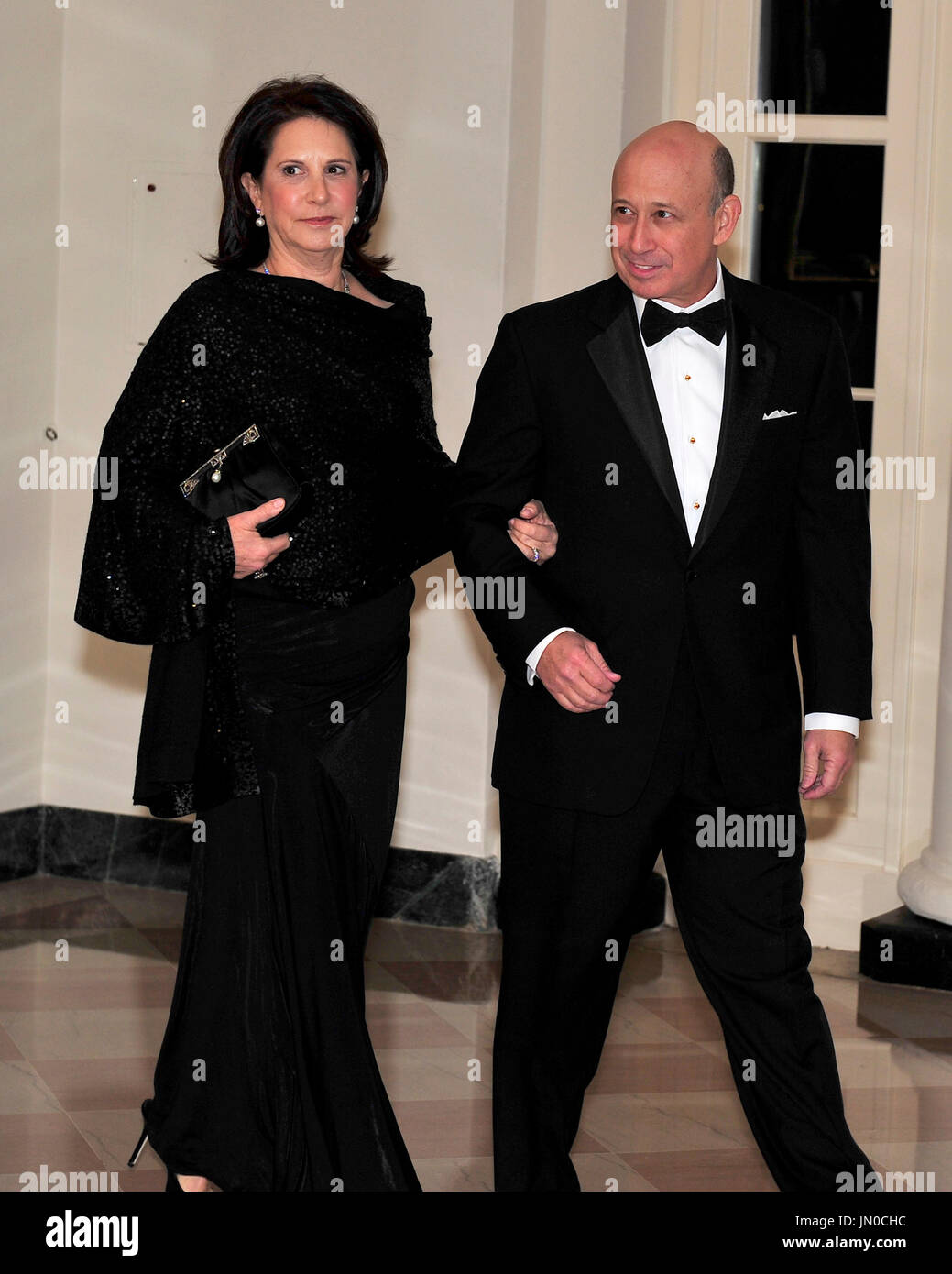Lloyd Blankfein and his wife, Laura, arrive for the State Dinner in ...