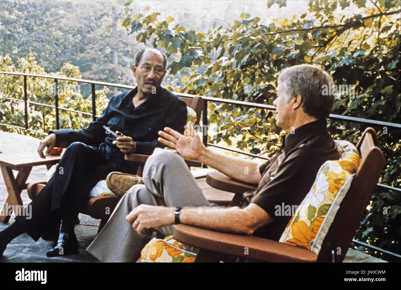 President Anwar al-Sadat of Egypt, left, and United States President ...